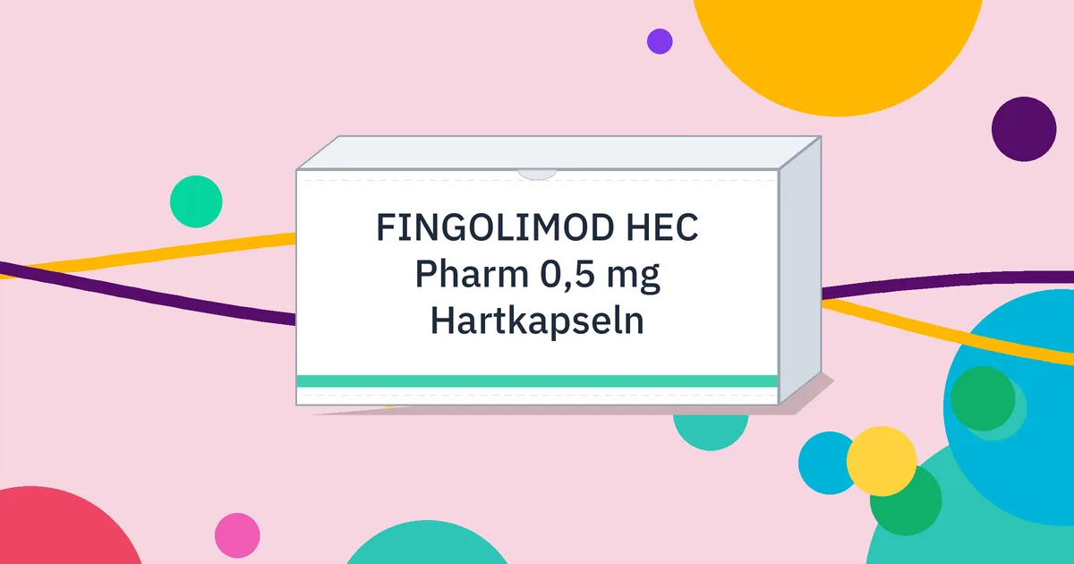 Symbolbild: Packung mit der Aufschrift FINGOLIMOD HEC Pharm 0,5 mg Hartkapseln (PZN 17852546) – Verfügbarkeit und Bezug in Apotheken in Frankfurt am Main