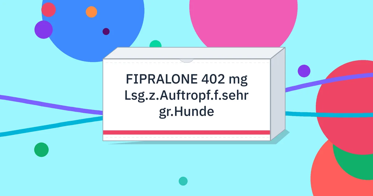 Symbolbild: Packung mit der Aufschrift FIPRALONE 402 mg Lsg.z.Auftropf.f.sehr gr.Hunde (PZN 11870419) – Verfügbarkeit und Bezug in Apotheken in Frankfurt am Main