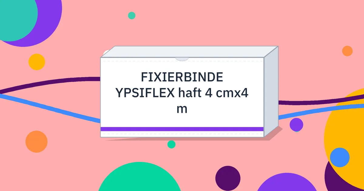 Symbolbild: Packung mit der Aufschrift FIXIERBINDE YPSIFLEX haft 4 cmx4 m (PZN 02075516) – Verfügbarkeit und Bezug in Apotheken in Frankfurt am Main