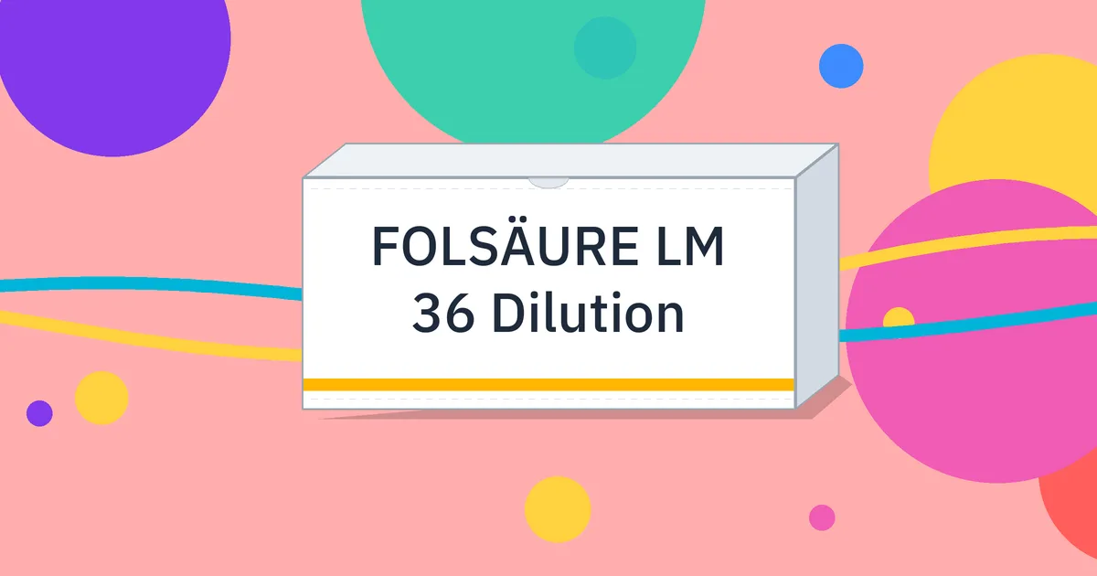 Symbolbild: Packung mit der Aufschrift FOLSÄURE LM 36 Dilution (PZN 12873354) – Verfügbarkeit und Bezug in Apotheken in Frankfurt am Main
