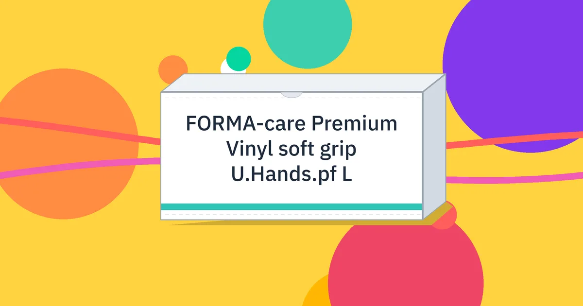 Symbolbild: Packung mit der Aufschrift FORMA-care Premium Vinyl soft grip U.Hands.pf L (PZN 18023332) – Verfügbarkeit und Bezug in Apotheken in Frankfurt am Main