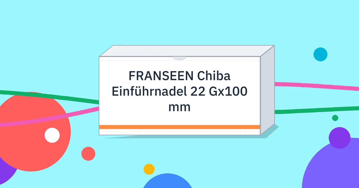 Symbolbild: Packung mit der Aufschrift FRANSEEN Chiba Einführnadel 22 Gx100 mm (PZN 16920406) – Verfügbarkeit und Bezug in Apotheken in Frankfurt am Main