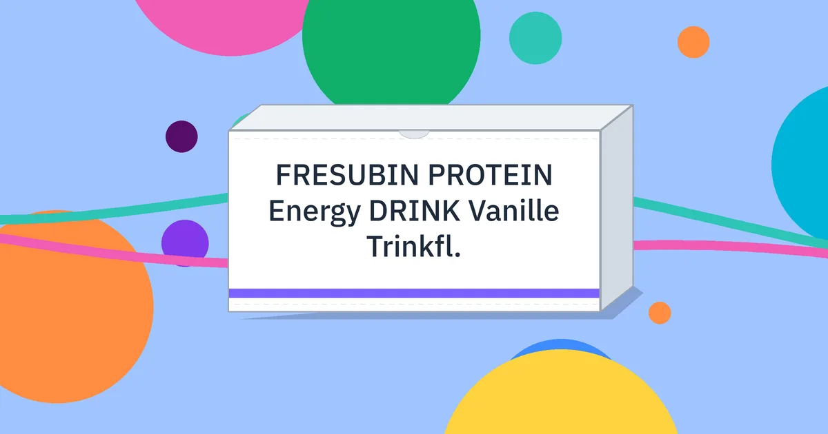 Symbolbild: Packung mit der Aufschrift FRESUBIN PROTEIN Energy DRINK Vanille Trinkfl. (PZN 19750494) – Verfügbarkeit und Bezug in Apotheken in Frankfurt am Main