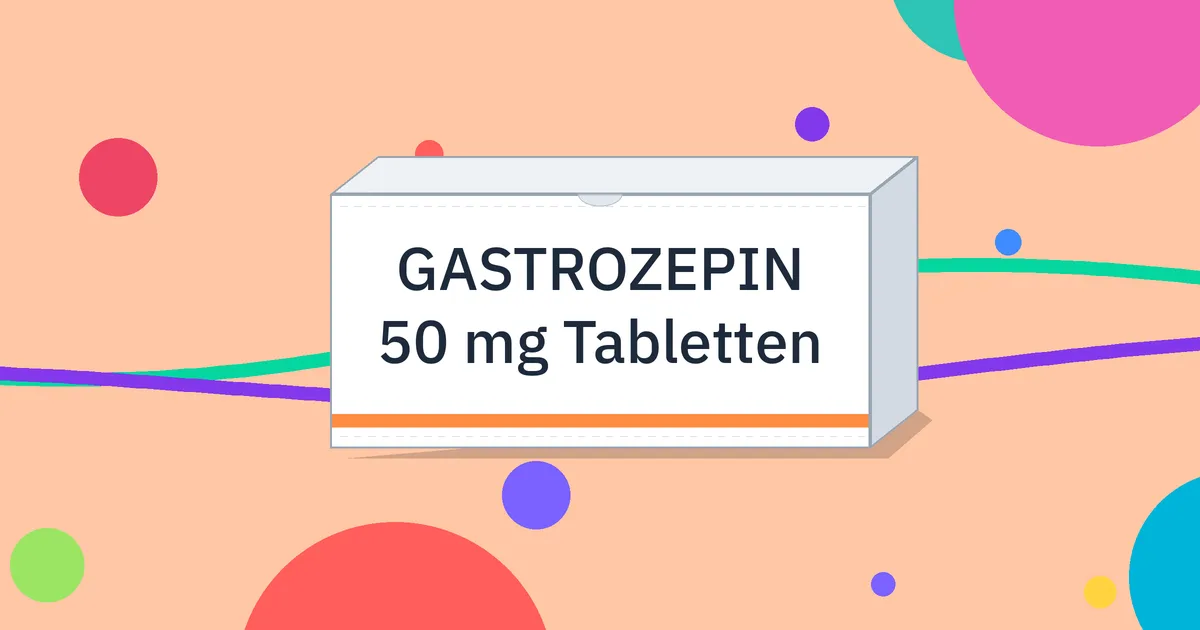Symbolbild: Packung mit der Aufschrift GASTROZEPIN 50 mg Tabletten (PZN 02414591) – Verfügbarkeit und Bezug in Apotheken in Frankfurt am Main