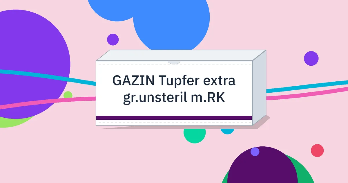 Symbolbild: Packung mit der Aufschrift GAZIN Tupfer extra gr.unsteril m.RK (PZN 15997878) – Verfügbarkeit und Bezug in Apotheken in Frankfurt am Main