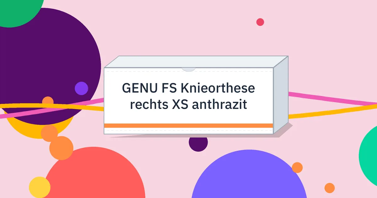 Symbolbild: Packung mit der Aufschrift GENU FS Knieorthese rechts XS anthrazit (PZN 14308316) – Verfügbarkeit und Bezug in Apotheken in Frankfurt am Main