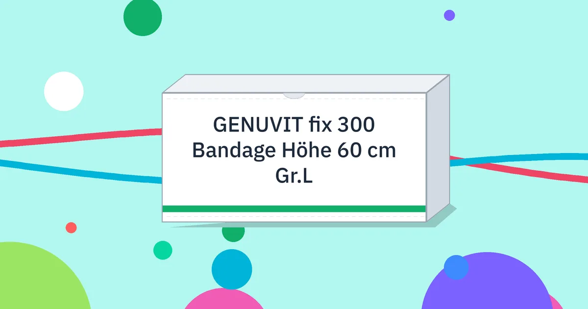 Symbolbild: Packung mit der Aufschrift GENUVIT fix 300 Bandage Höhe 60 cm Gr.L (PZN 09403604) – Verfügbarkeit und Bezug in Apotheken in Frankfurt am Main
