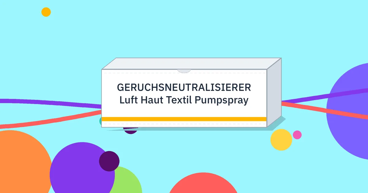 Symbolbild: Packung mit der Aufschrift GERUCHSNEUTRALISIERER Luft Haut Textil Pumpspray (PZN 06812147) – Verfügbarkeit und Bezug in Apotheken in Frankfurt am Main