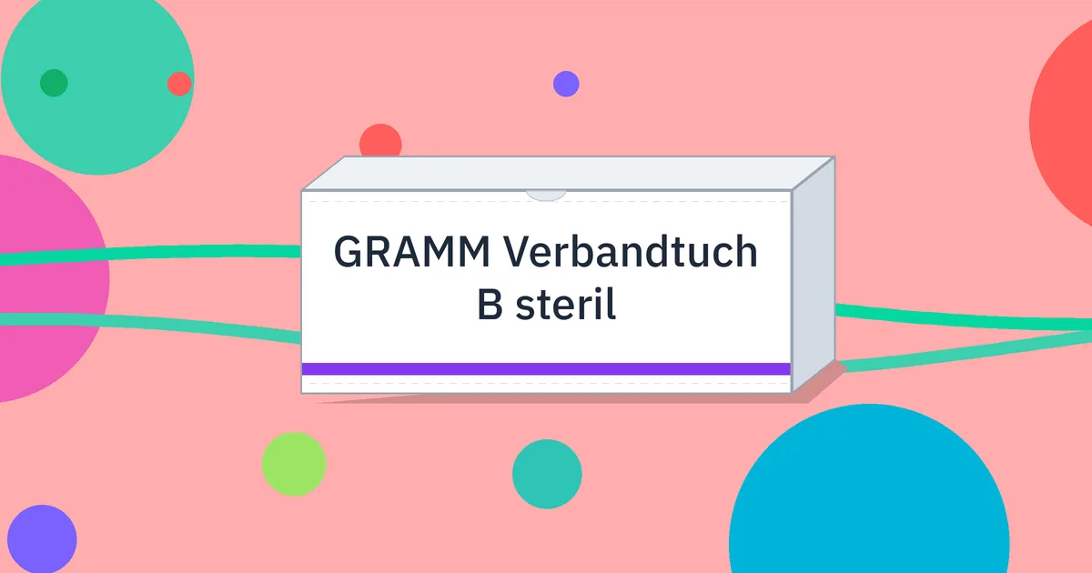 Symbolbild: Packung mit der Aufschrift GRAMM Verbandtuch B steril (PZN 07355746) – Verfügbarkeit und Bezug in Apotheken in Frankfurt am Main