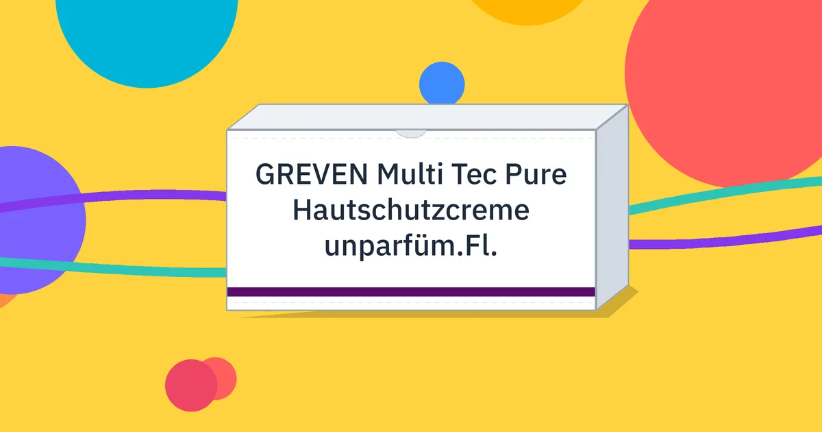 Symbolbild: Packung mit der Aufschrift GREVEN Multi Tec Pure Hautschutzcreme unparfüm.Fl. (PZN 14405574) – Verfügbarkeit und Bezug in Apotheken in Frankfurt am Main