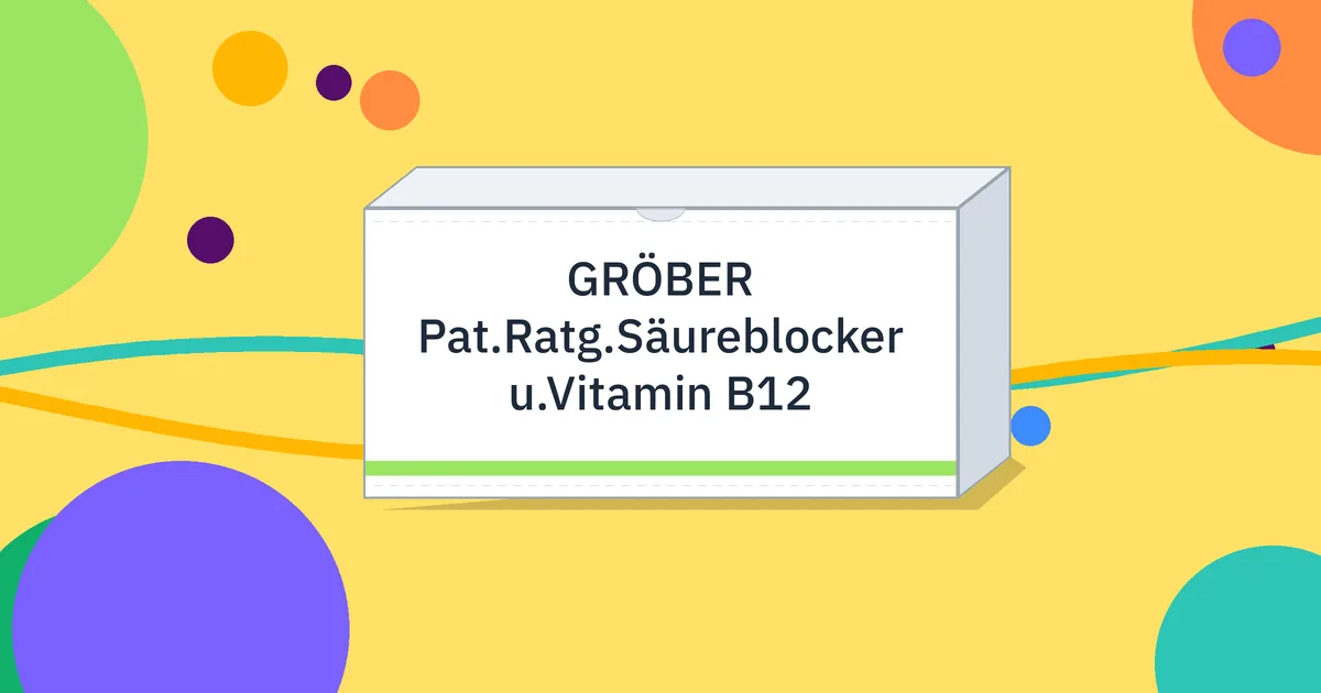 Symbolbild: Packung mit der Aufschrift GRÖBER Pat.Ratg.Säureblocker u.Vitamin B12 (PZN 10068714) – Verfügbarkeit und Bezug in Apotheken in Frankfurt am Main