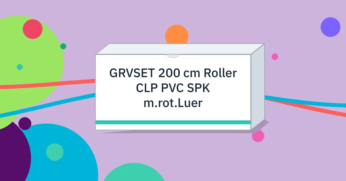 Symbolbild: Packung mit der Aufschrift GRVSET 200 cm Roller CLP PVC SPK m.rot.Luer (PZN 17898293) – Verfügbarkeit und Bezug in Apotheken in Frankfurt am Main