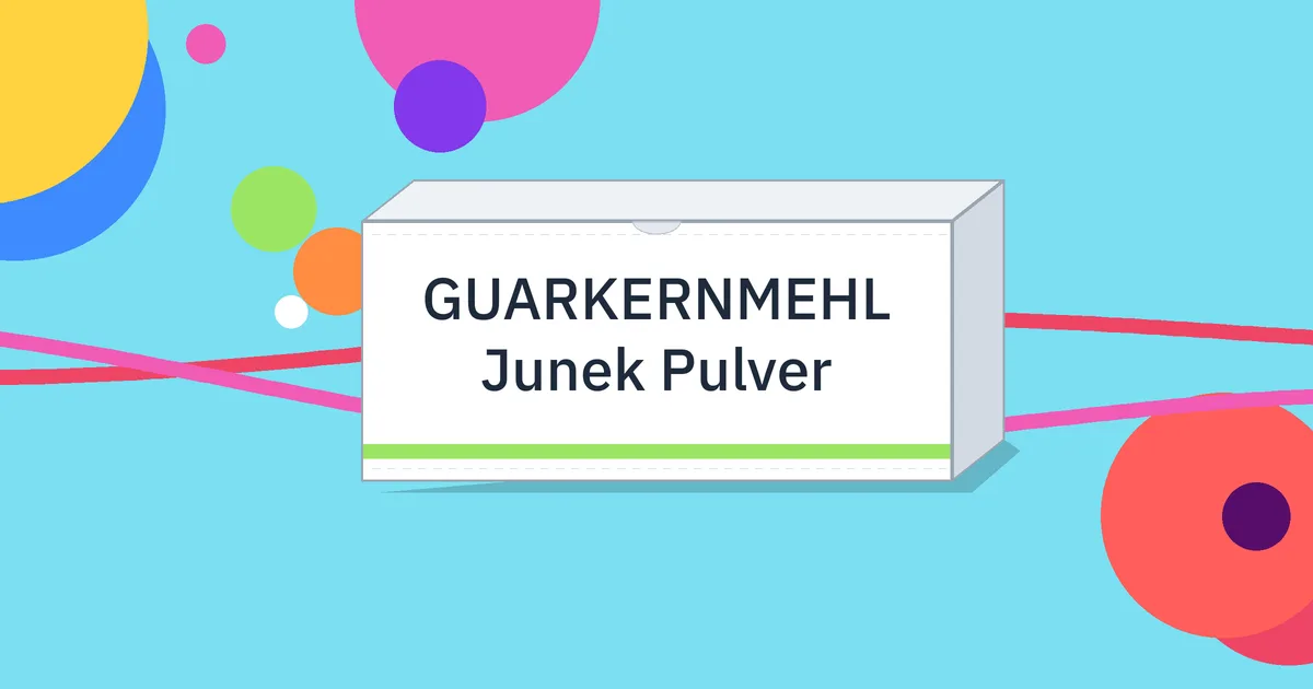 Symbolbild: Packung mit der Aufschrift GUARKERNMEHL Junek Pulver (PZN 11005986) – Verfügbarkeit und Bezug in Apotheken in Frankfurt am Main