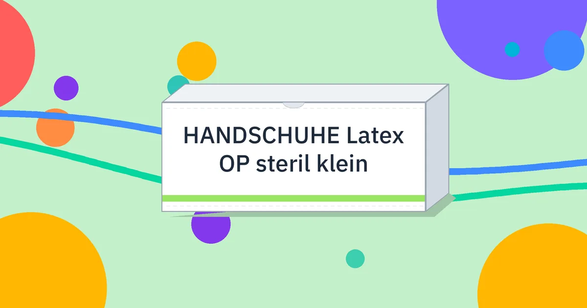 Symbolbild: Packung mit der Aufschrift HANDSCHUHE Latex OP steril klein (PZN 03874627) – Verfügbarkeit und Bezug in Apotheken in Frankfurt am Main