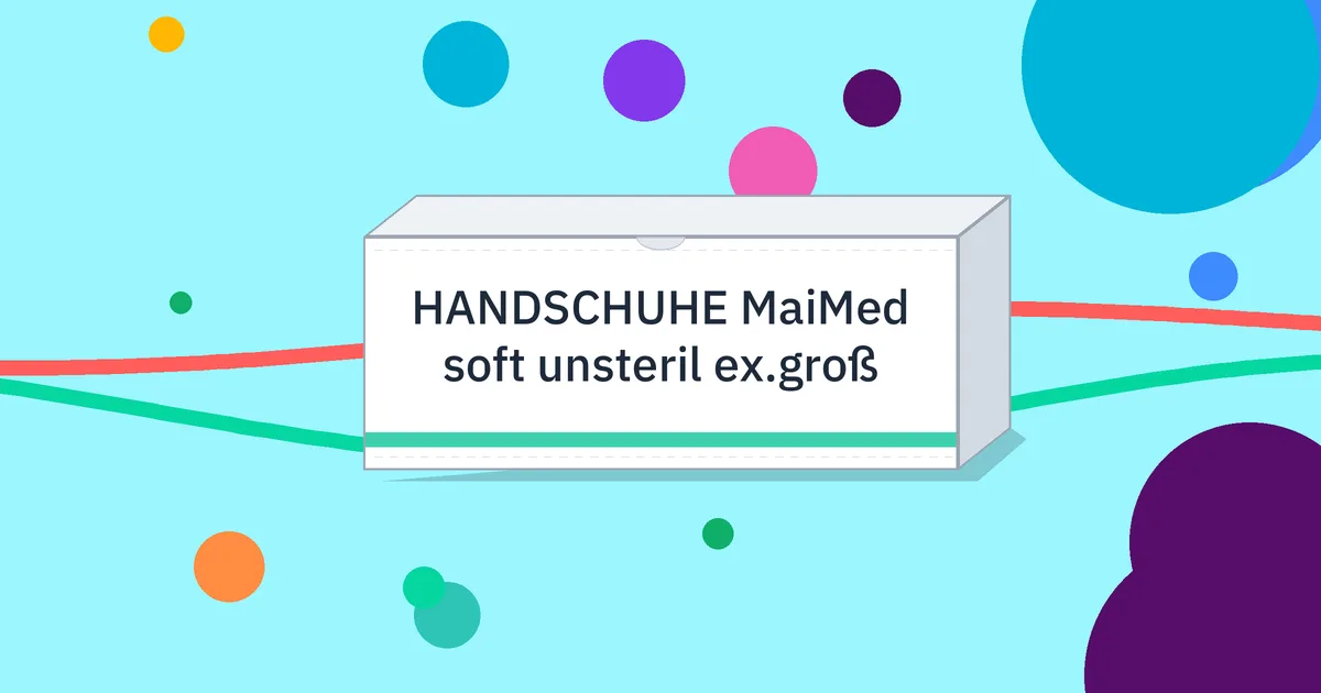 Symbolbild: Packung mit der Aufschrift HANDSCHUHE MaiMed soft unsteril ex.groß (PZN 01521758) – Verfügbarkeit und Bezug in Apotheken in Frankfurt am Main