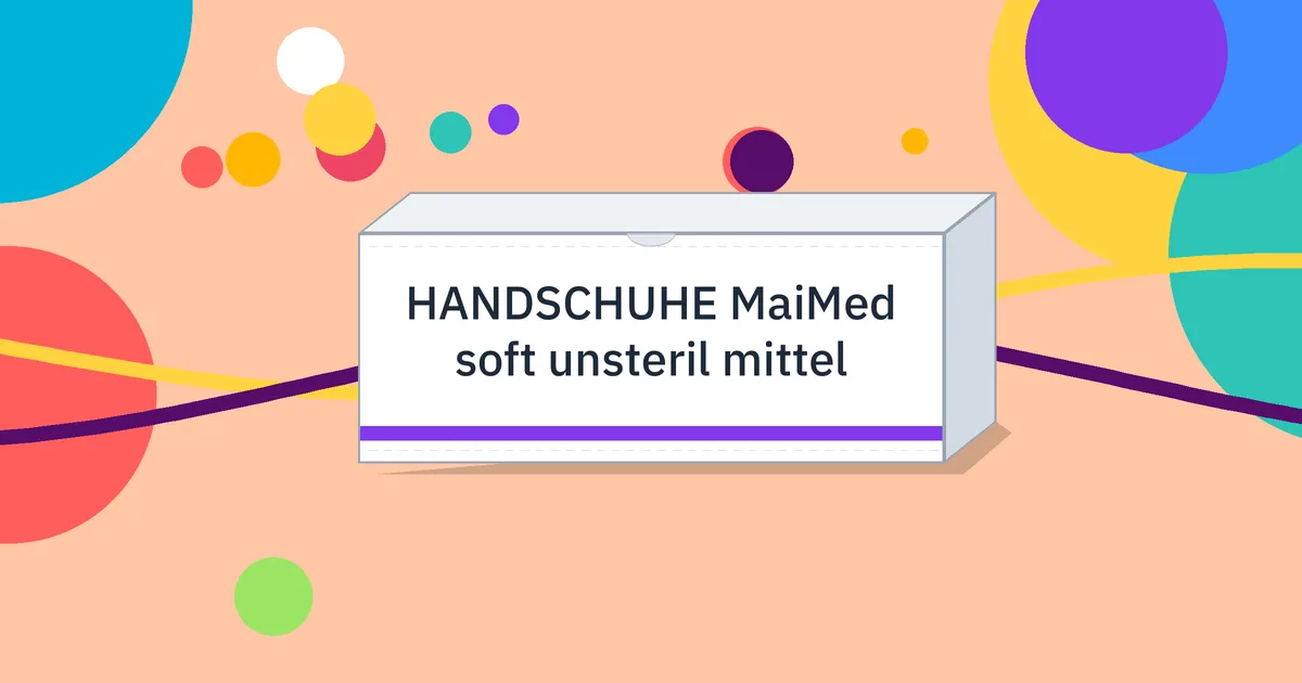 Symbolbild: Packung mit der Aufschrift HANDSCHUHE MaiMed soft unsteril mittel (PZN 01578445) – Verfügbarkeit und Bezug in Apotheken in Frankfurt am Main