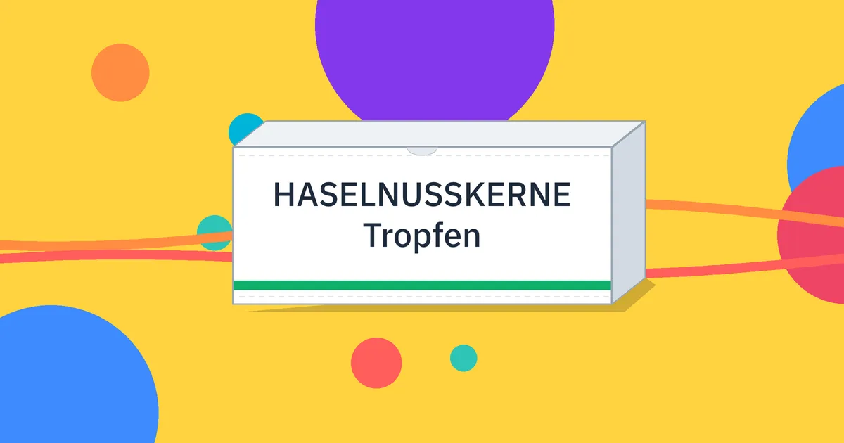 Symbolbild: Packung mit der Aufschrift HASELNUSSKERNE Tropfen (PZN 19418676) – Verfügbarkeit und Bezug in Apotheken in Frankfurt am Main