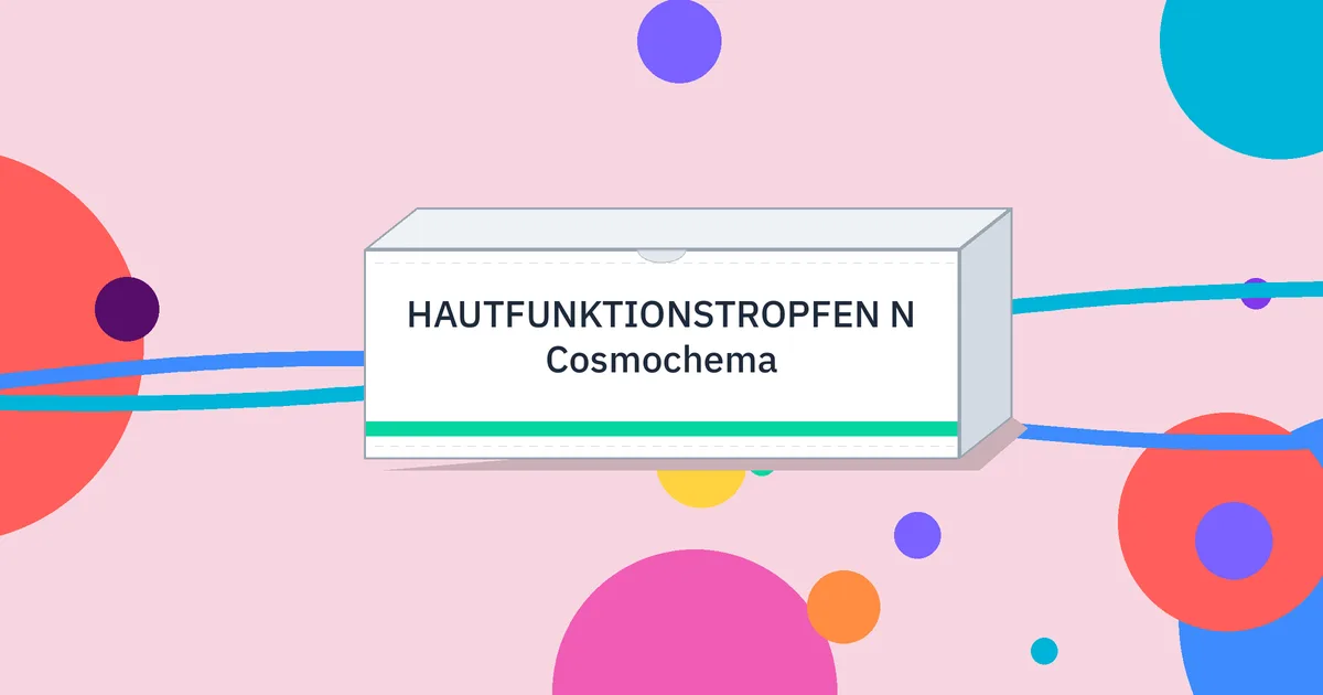 Symbolbild: Packung mit der Aufschrift HAUTFUNKTIONSTROPFEN N Cosmochema (PZN 03914930) – Verfügbarkeit und Bezug in Apotheken in Frankfurt am Main