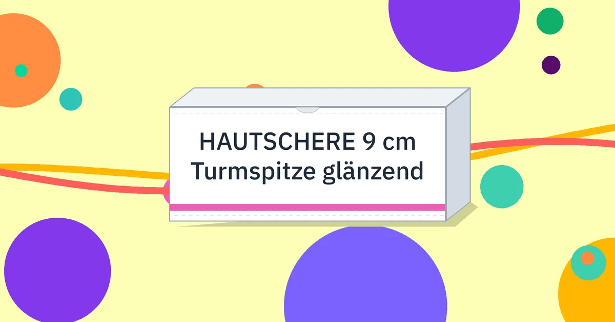 Symbolbild: Packung mit der Aufschrift HAUTSCHERE 9 cm Turmspitze glänzend (PZN 20624145) – Verfügbarkeit und Bezug in Apotheken in Frankfurt am Main