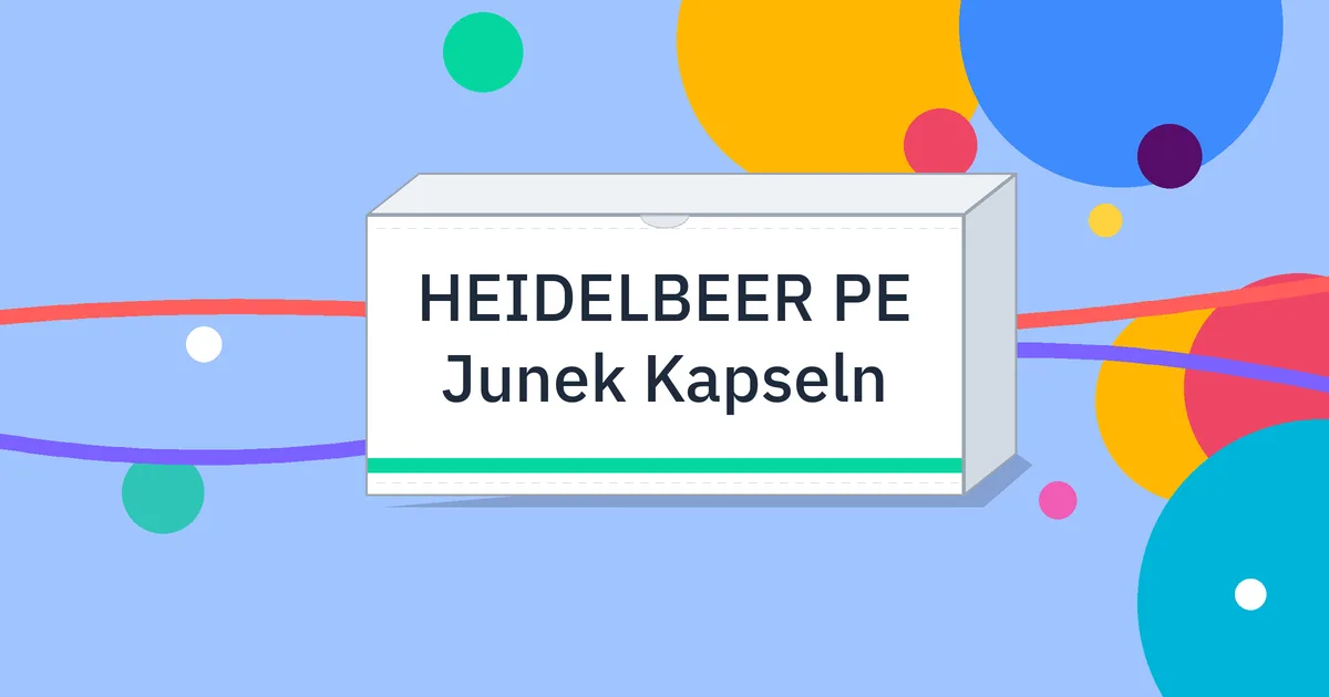 Symbolbild: Packung mit der Aufschrift HEIDELBEER PE Junek Kapseln (PZN 10336385) – Verfügbarkeit und Bezug in Apotheken in Frankfurt am Main