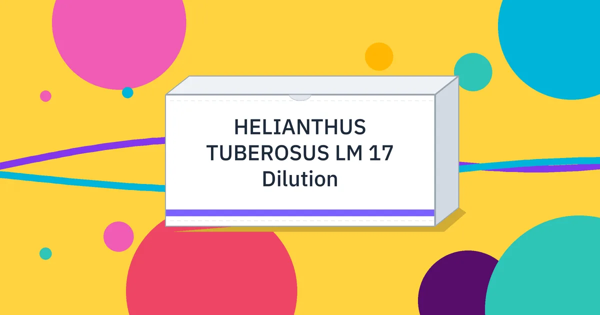 Symbolbild: Packung mit der Aufschrift HELIANTHUS TUBEROSUS LM 17 Dilution (PZN 13551693) – Verfügbarkeit und Bezug in Apotheken in Frankfurt am Main