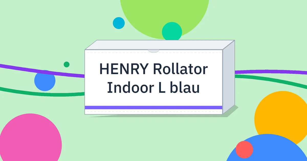 Symbolbild: Packung mit der Aufschrift HENRY Rollator Indoor L blau (PZN 20717496) – Verfügbarkeit und Bezug in Apotheken in Frankfurt am Main