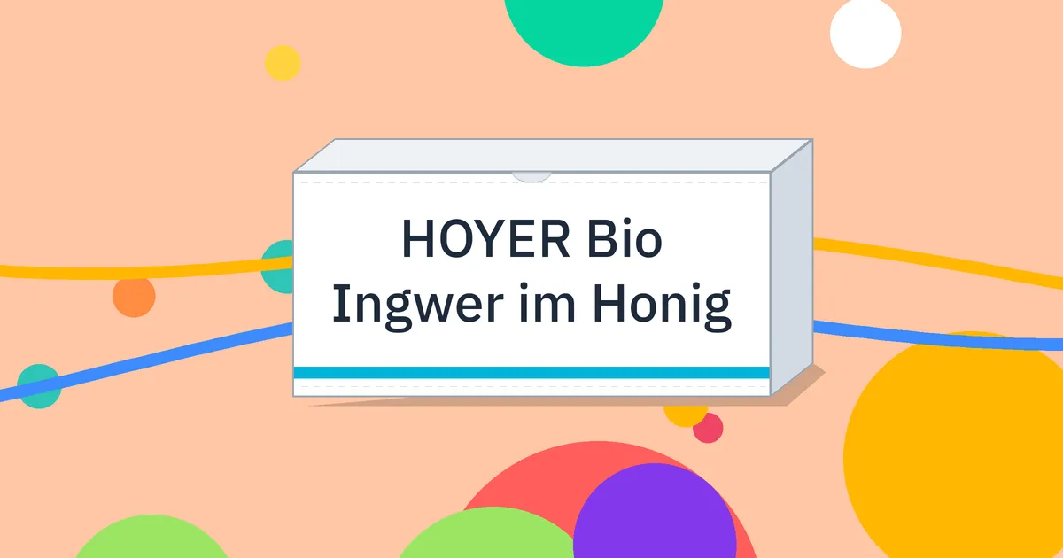 Symbolbild: Packung mit der Aufschrift HOYER Bio Ingwer im Honig (PZN 16583989) – Verfügbarkeit und Bezug in Apotheken in Frankfurt am Main
