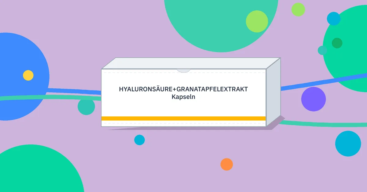 Symbolbild: Packung mit der Aufschrift HYALURONSÄURE+GRANATAPFELEXTRAKT Kapseln (PZN 10007227) – Verfügbarkeit und Bezug in Apotheken in Frankfurt am Main