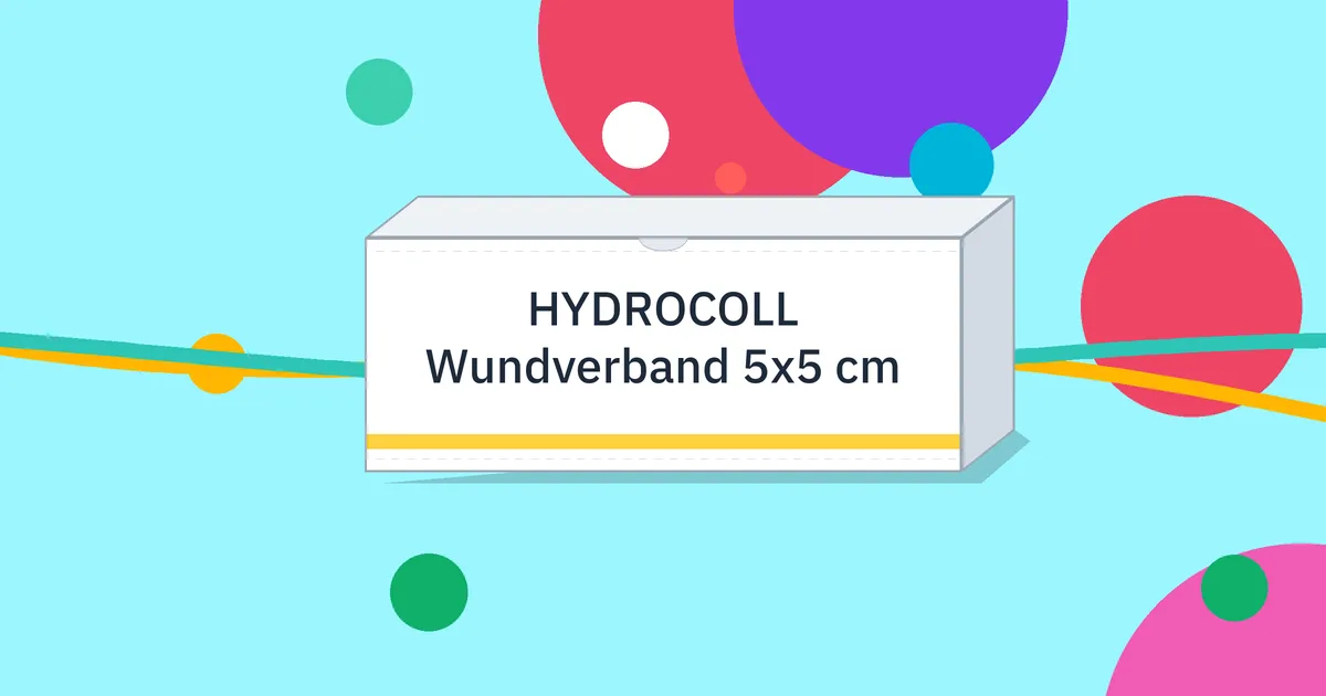 Symbolbild: Packung mit der Aufschrift HYDROCOLL Wundverband 5x5 cm (PZN 16682438) – Verfügbarkeit und Bezug in Apotheken in Frankfurt am Main