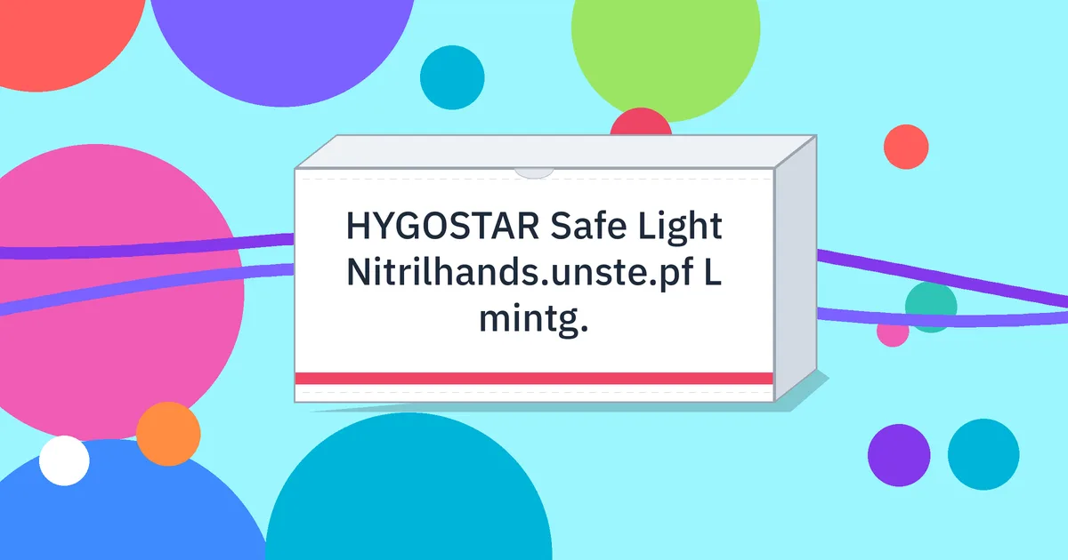 Symbolbild: Packung mit der Aufschrift HYGOSTAR Safe Light Nitrilhands.unste.pf L mintg. (PZN 20774637) – Verfügbarkeit und Bezug in Apotheken in Frankfurt am Main