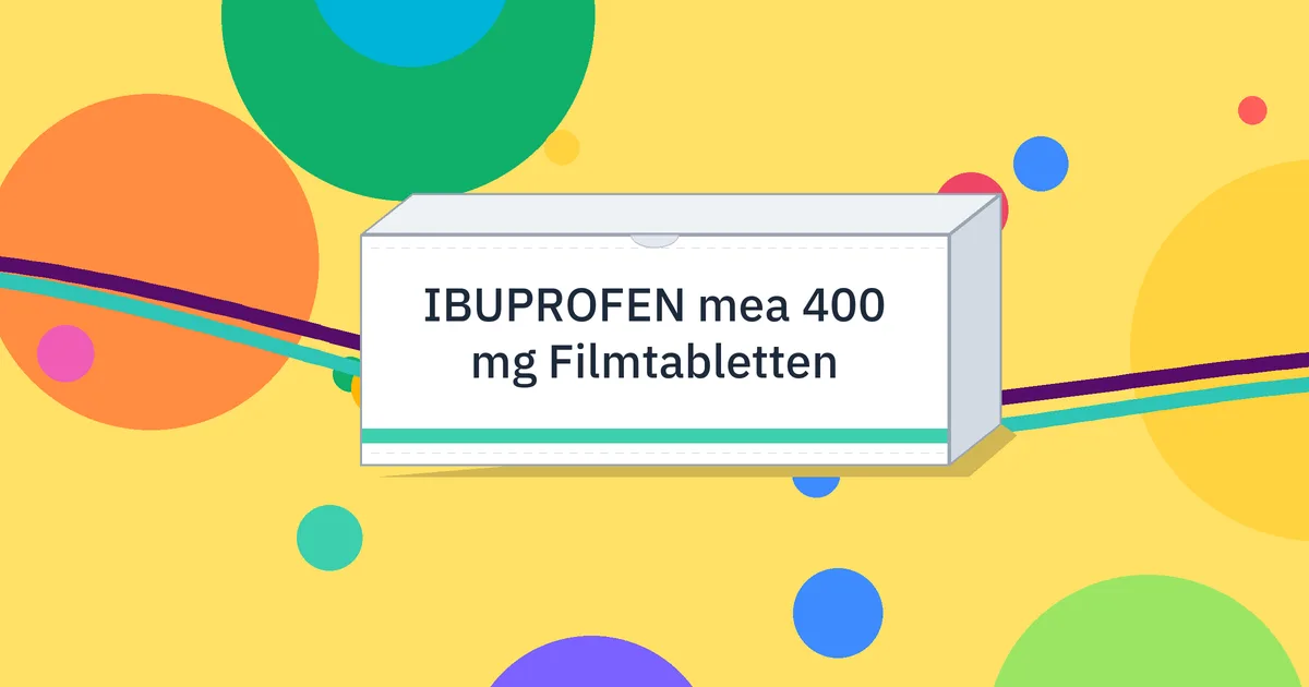 Symbolbild: Packung mit der Aufschrift IBUPROFEN mea 400 mg Filmtabletten (PZN 16609128) – Verfügbarkeit und Bezug in Apotheken in Frankfurt am Main