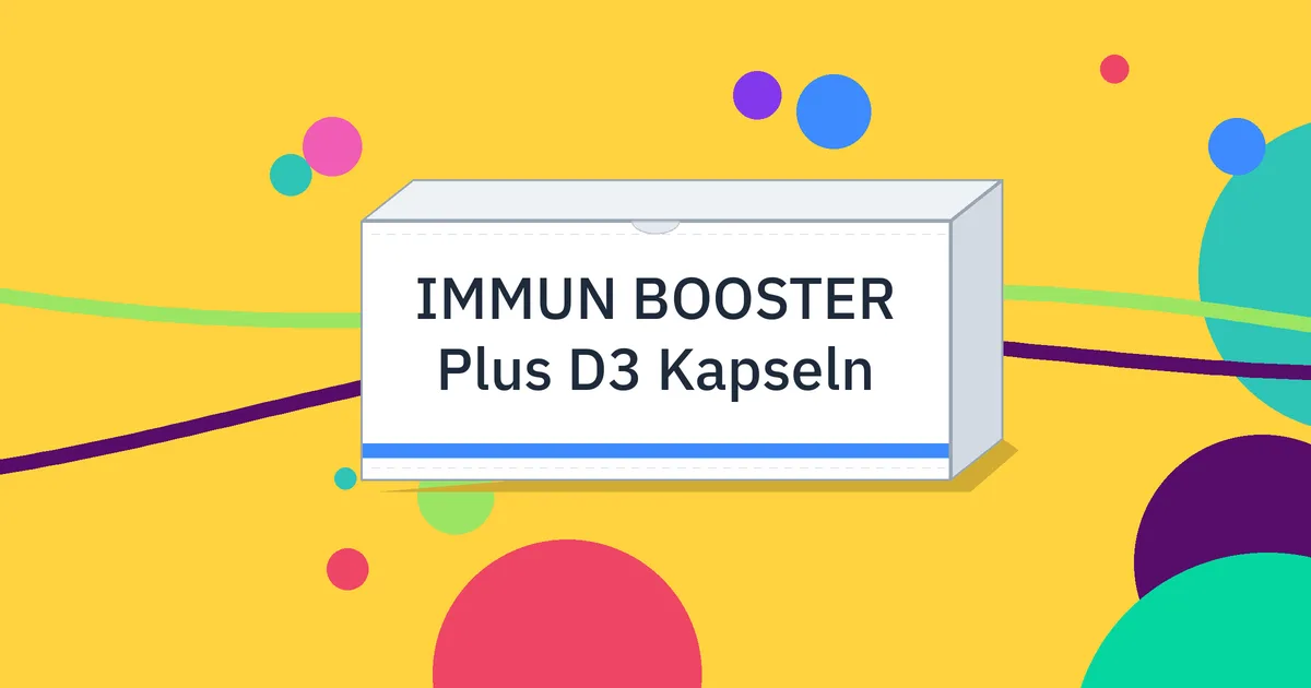 Symbolbild: Packung mit der Aufschrift IMMUN BOOSTER Plus D3 Kapseln (PZN 19099969) – Verfügbarkeit und Bezug in Apotheken in Frankfurt am Main
