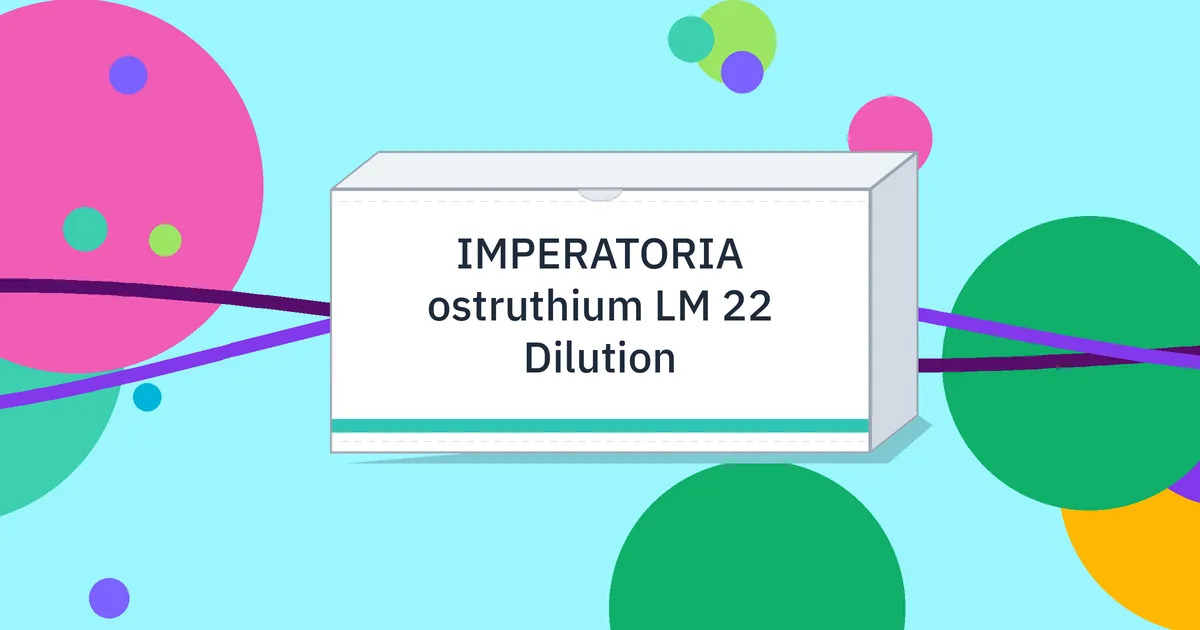 Symbolbild: Packung mit der Aufschrift IMPERATORIA ostruthium LM 22 Dilution (PZN 13559186) – Verfügbarkeit und Bezug in Apotheken in Frankfurt am Main