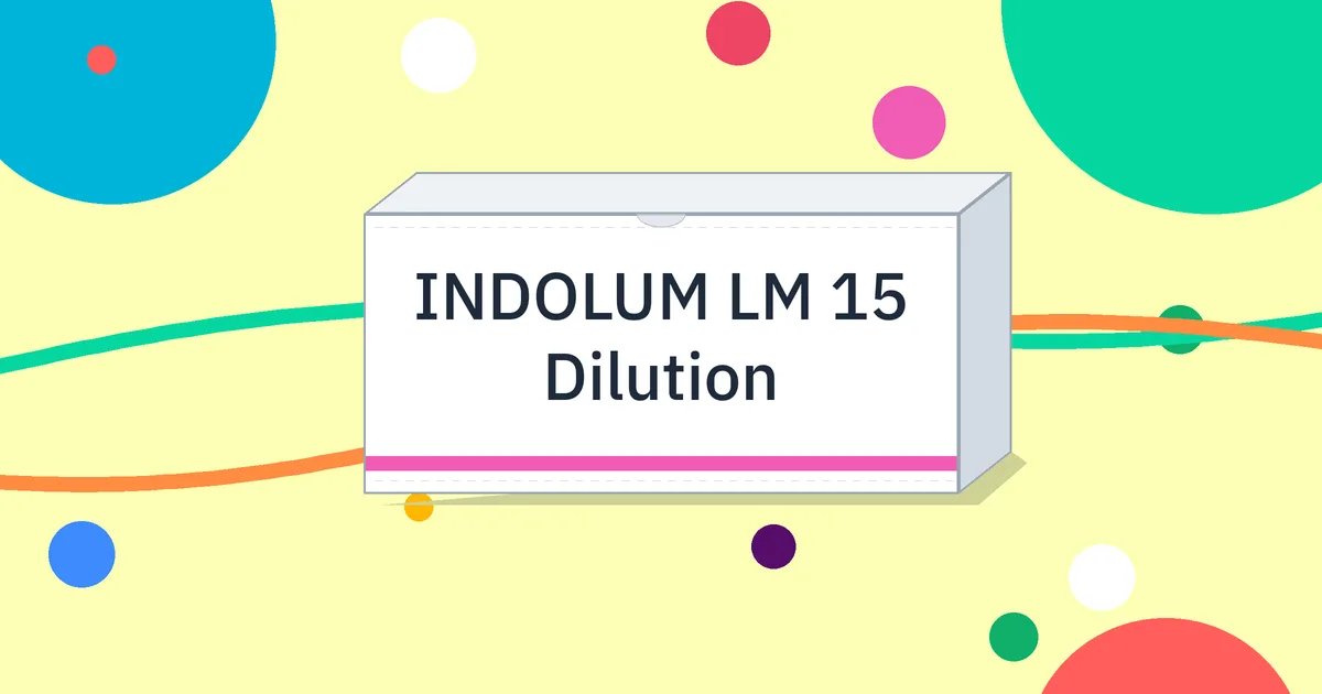 Symbolbild: Packung mit der Aufschrift INDOLUM LM 15 Dilution (PZN 13560031) – Verfügbarkeit und Bezug in Apotheken in Frankfurt am Main
