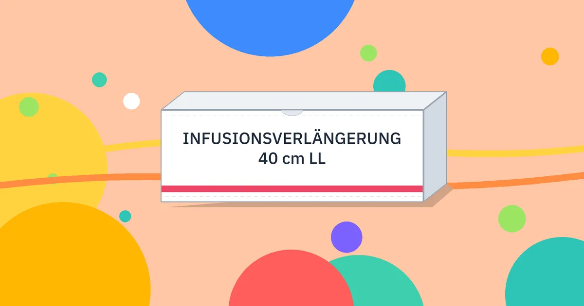 Symbolbild: Packung mit der Aufschrift INFUSIONSVERLÄNGERUNG 40 cm LL (PZN 17486946) – Verfügbarkeit und Bezug in Apotheken in Frankfurt am Main
