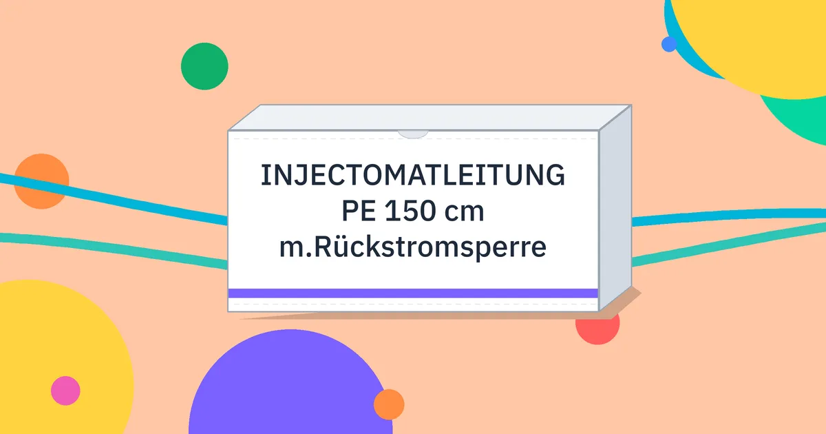 Symbolbild: Packung mit der Aufschrift INJECTOMATLEITUNG PE 150 cm m.Rückstromsperre (PZN 02286733) – Verfügbarkeit und Bezug in Apotheken in Frankfurt am Main