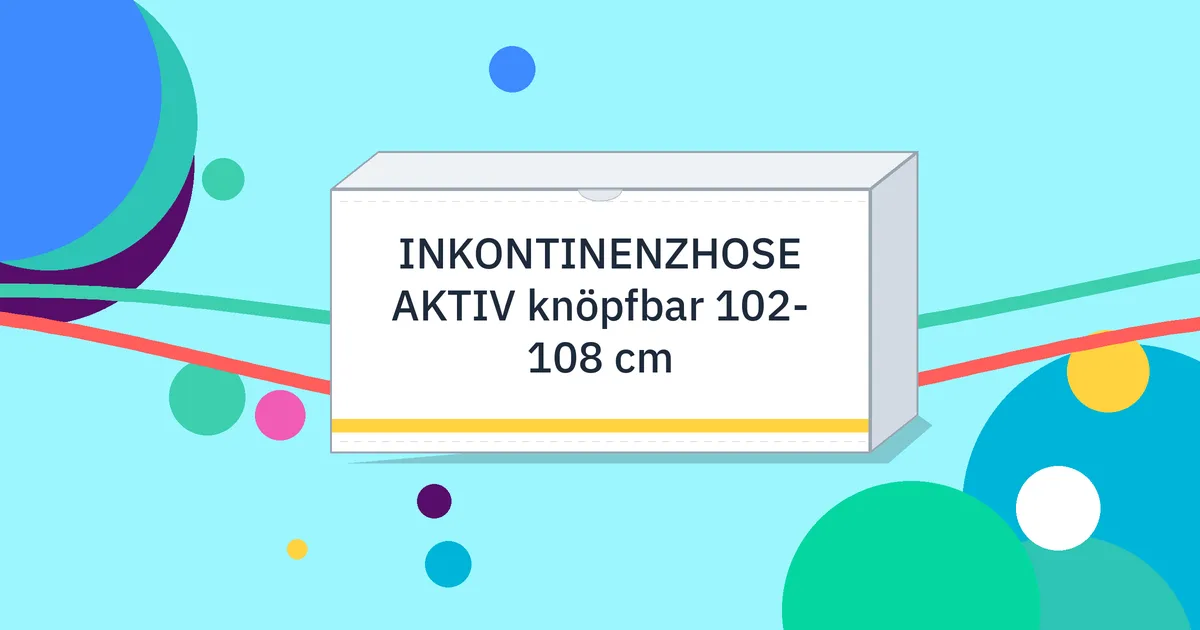 Symbolbild: Packung mit der Aufschrift INKONTINENZHOSE AKTIV knöpfbar 102-108 cm (PZN 09510375) – Verfügbarkeit und Bezug in Apotheken in Frankfurt am Main