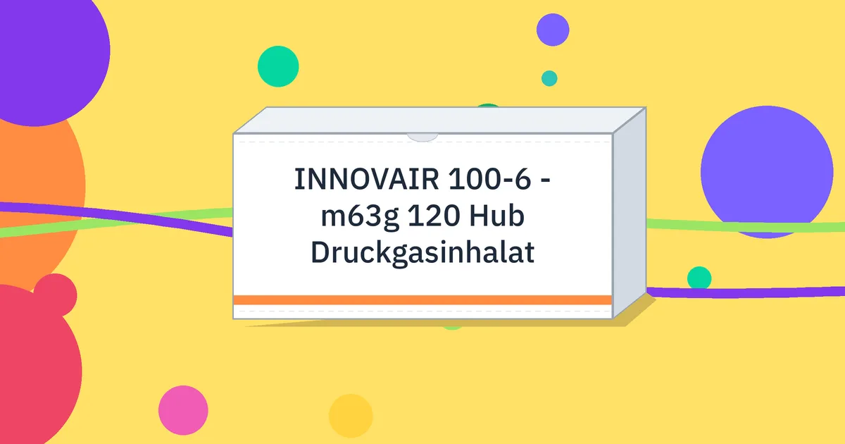 Symbolbild: Packung mit der Aufschrift INNOVAIR 100-6 -m63g 120 Hub Druckgasinhalat (PZN 10055551) – Verfügbarkeit und Bezug in Apotheken in Frankfurt am Main