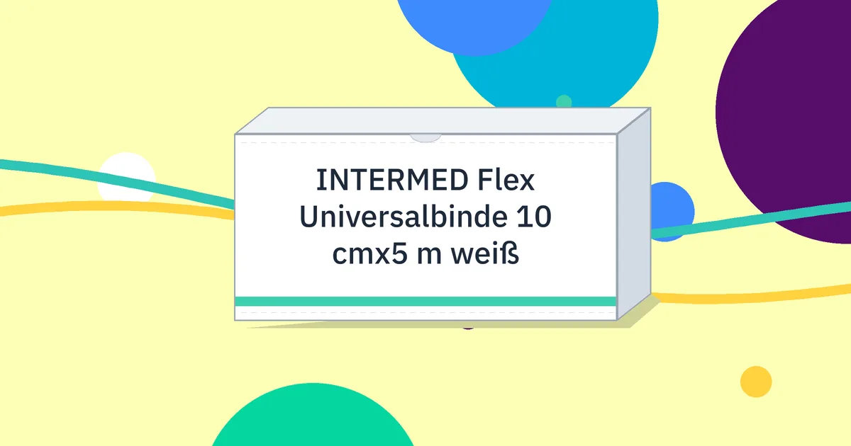 Symbolbild: Packung mit der Aufschrift INTERMED Flex Universalbinde 10 cmx5 m weiß (PZN 02737609) – Verfügbarkeit und Bezug in Apotheken in Frankfurt am Main