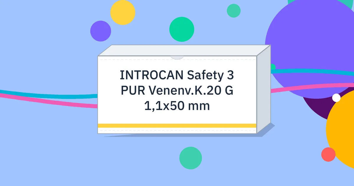 Symbolbild: Packung mit der Aufschrift INTROCAN Safety 3 PUR Venenv.K.20 G 1,1x50 mm (PZN 19527135) – Verfügbarkeit und Bezug in Apotheken in Frankfurt am Main