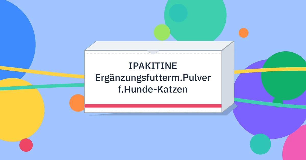 Symbolbild: Packung mit der Aufschrift IPAKITINE Ergänzungsfutterm.Pulver f.Hunde-Katzen (PZN 16361473) – Verfügbarkeit und Bezug in Apotheken in Frankfurt am Main