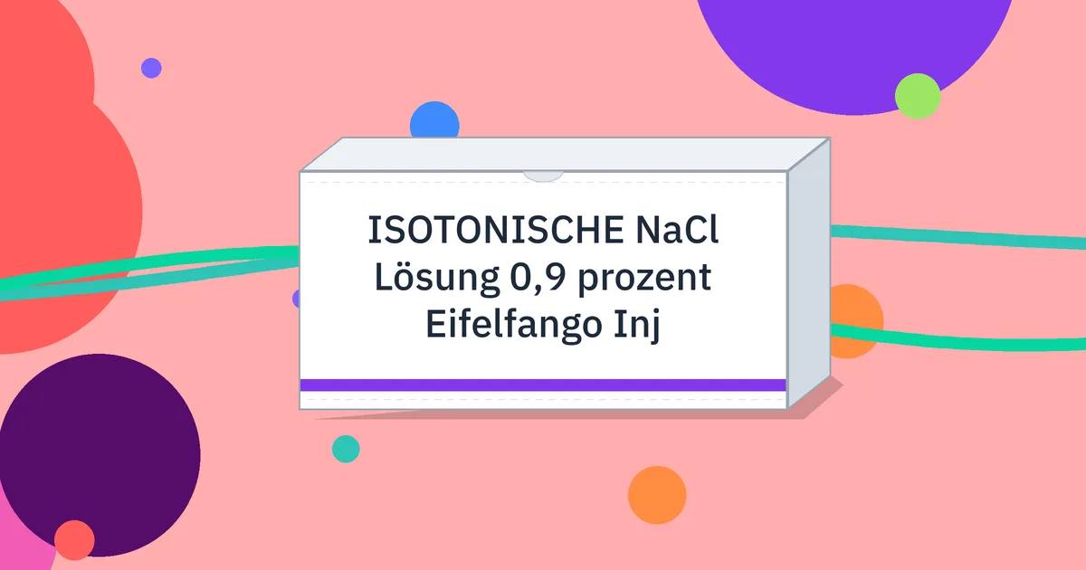 Symbolbild: Packung mit der Aufschrift ISOTONISCHE NaCl Lösung 0,9 prozent Eifelfango Inj (PZN 00874064) – Verfügbarkeit und Bezug in Apotheken in Frankfurt am Main