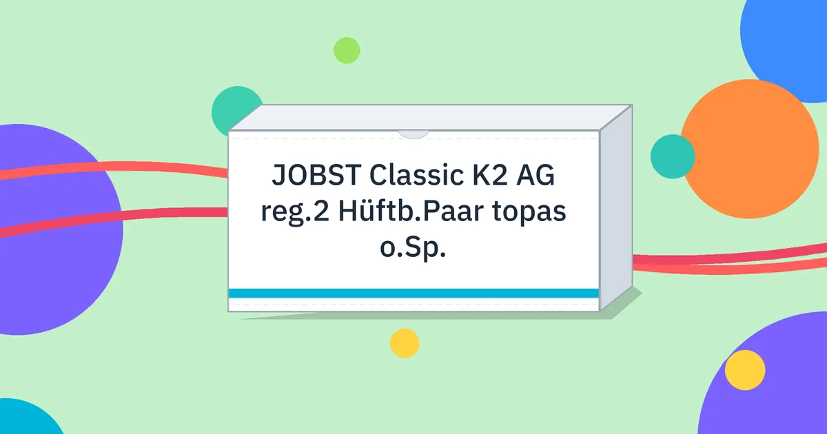 Symbolbild: Packung mit der Aufschrift JOBST Classic K2 AG reg.2 Hüftb.Paar topas o.Sp. (PZN 13066905) – Verfügbarkeit und Bezug in Apotheken in Frankfurt am Main