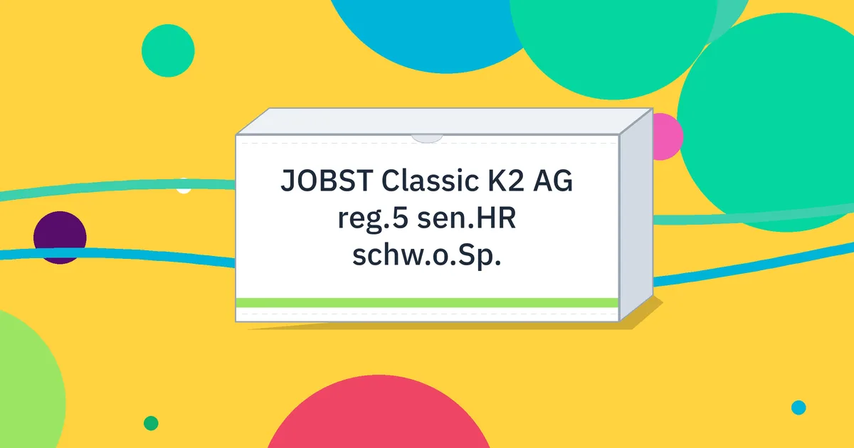 Symbolbild: Packung mit der Aufschrift JOBST Classic K2 AG reg.5 sen.HR schw.o.Sp. (PZN 17960098) – Verfügbarkeit und Bezug in Apotheken in Frankfurt am Main