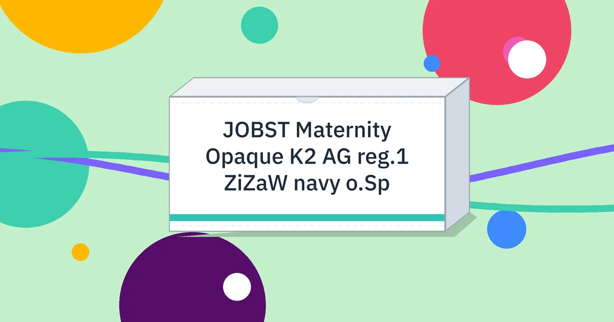 Symbolbild: Packung mit der Aufschrift JOBST Maternity Opaque K2 AG reg.1 ZiZaW navy o.Sp (PZN 15860582) – Verfügbarkeit und Bezug in Apotheken in Frankfurt am Main