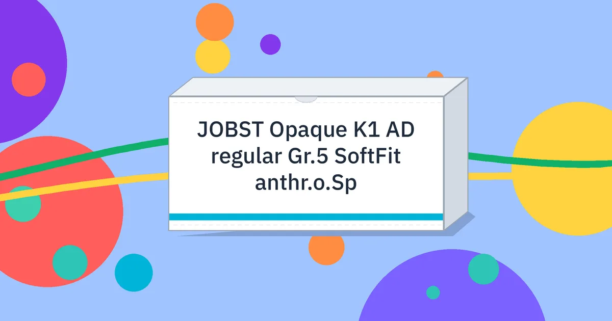 Symbolbild: Packung mit der Aufschrift JOBST Opaque K1 AD regular Gr.5 SoftFit anthr.o.Sp (PZN 16262512) – Verfügbarkeit und Bezug in Apotheken in Frankfurt am Main
