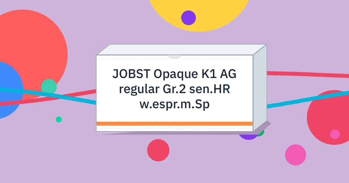 Symbolbild: Packung mit der Aufschrift JOBST Opaque K1 AG regular Gr.2 sen.HR w.espr.m.Sp (PZN 16267656) – Verfügbarkeit und Bezug in Apotheken in Frankfurt am Main