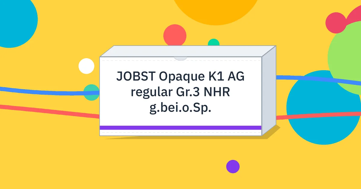 Symbolbild: Packung mit der Aufschrift JOBST Opaque K1 AG regular Gr.3 NHR g.bei.o.Sp. (PZN 16265278) – Verfügbarkeit und Bezug in Apotheken in Frankfurt am Main