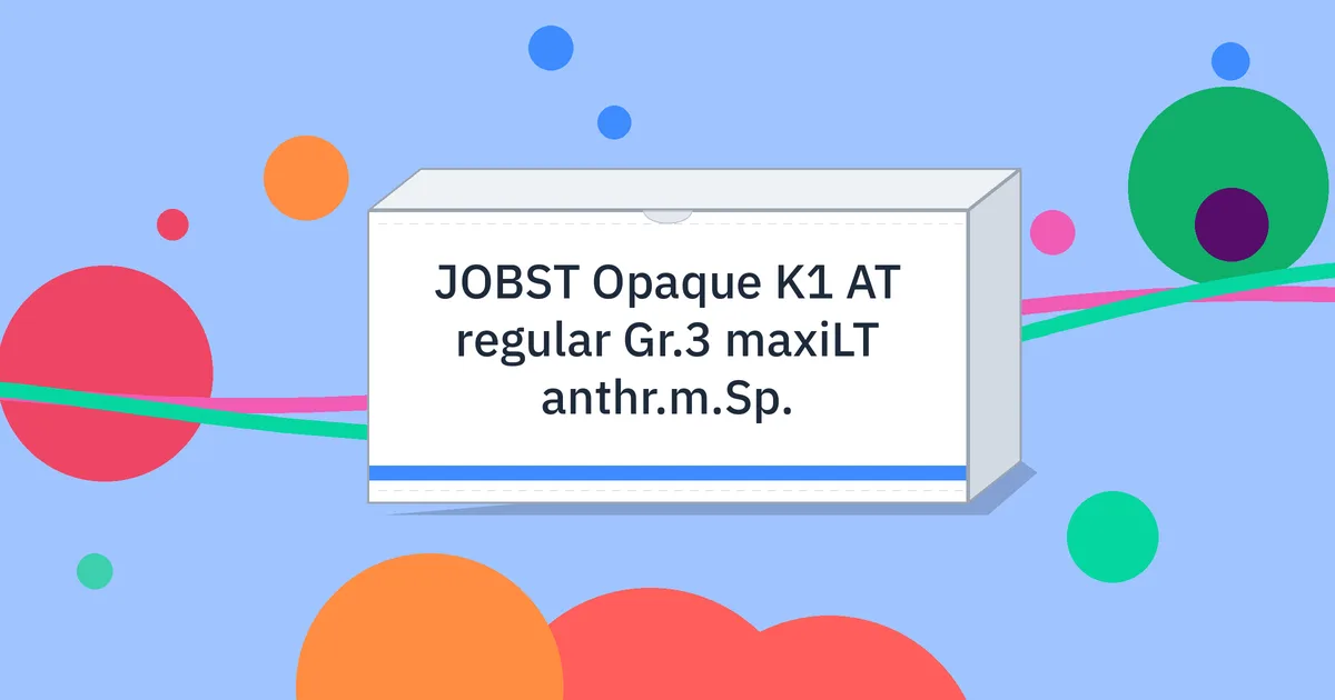 Symbolbild: Packung mit der Aufschrift JOBST Opaque K1 AT regular Gr.3 maxiLT anthr.m.Sp. (PZN 16274194) – Verfügbarkeit und Bezug in Apotheken in Frankfurt am Main