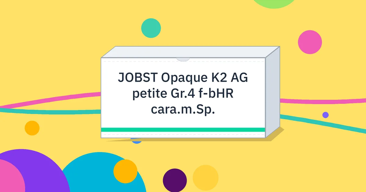 Symbolbild: Packung mit der Aufschrift JOBST Opaque K2 AG petite Gr.4 f-bHR cara.m.Sp. (PZN 10723610) – Verfügbarkeit und Bezug in Apotheken in Frankfurt am Main